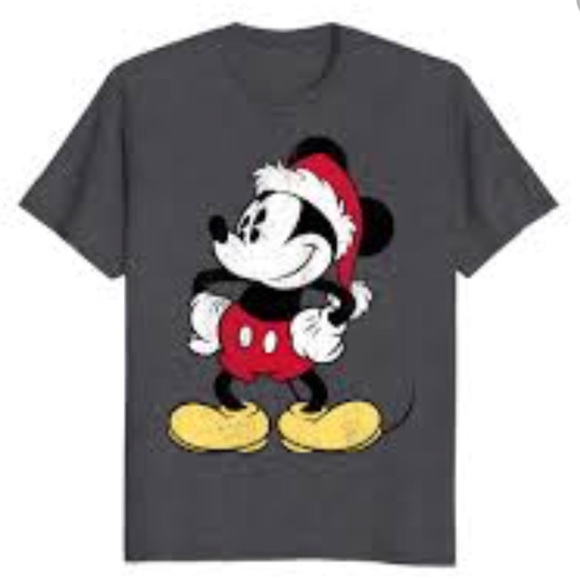 Disney | Shirts | Disney Mickey Mouse Santa Tshirt Gray | Poshmark